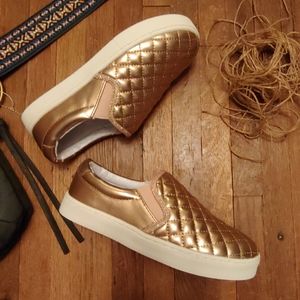 Justice | Shoes | New Justice Quilted Shimmer Gold Slip On Girls 2 ...